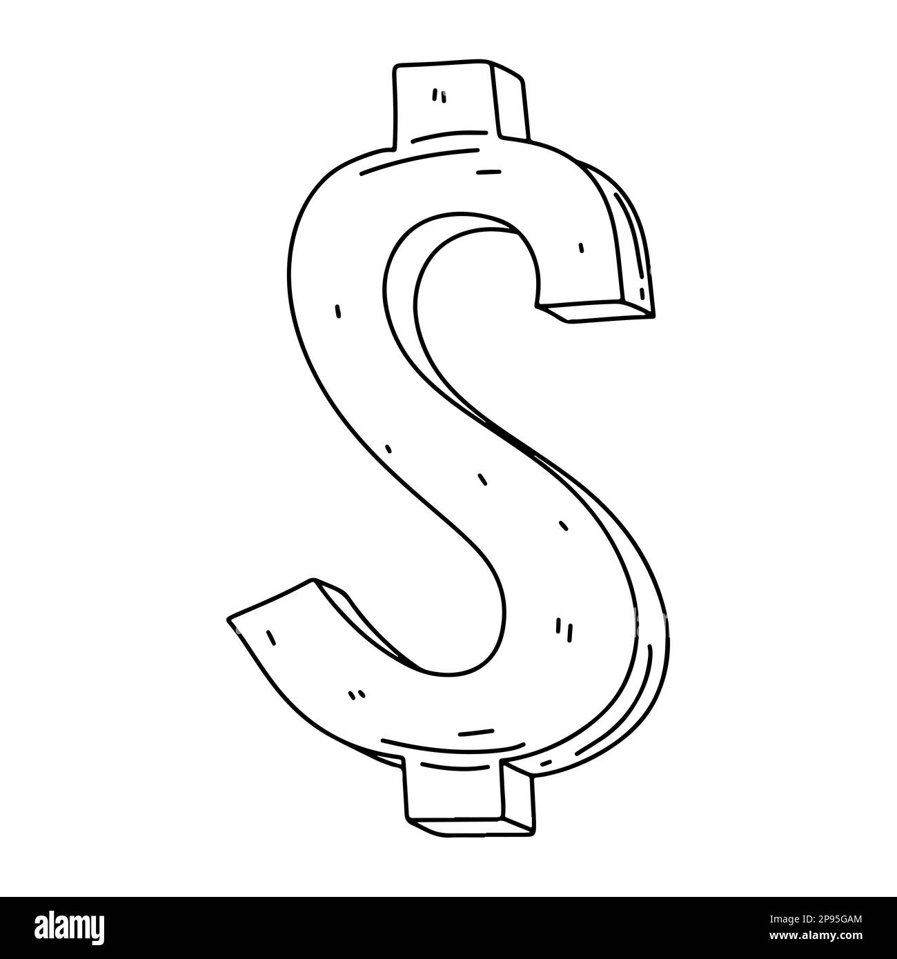 Dollar Sign in hand drawn doodle style. Vector illustration isolated on ...