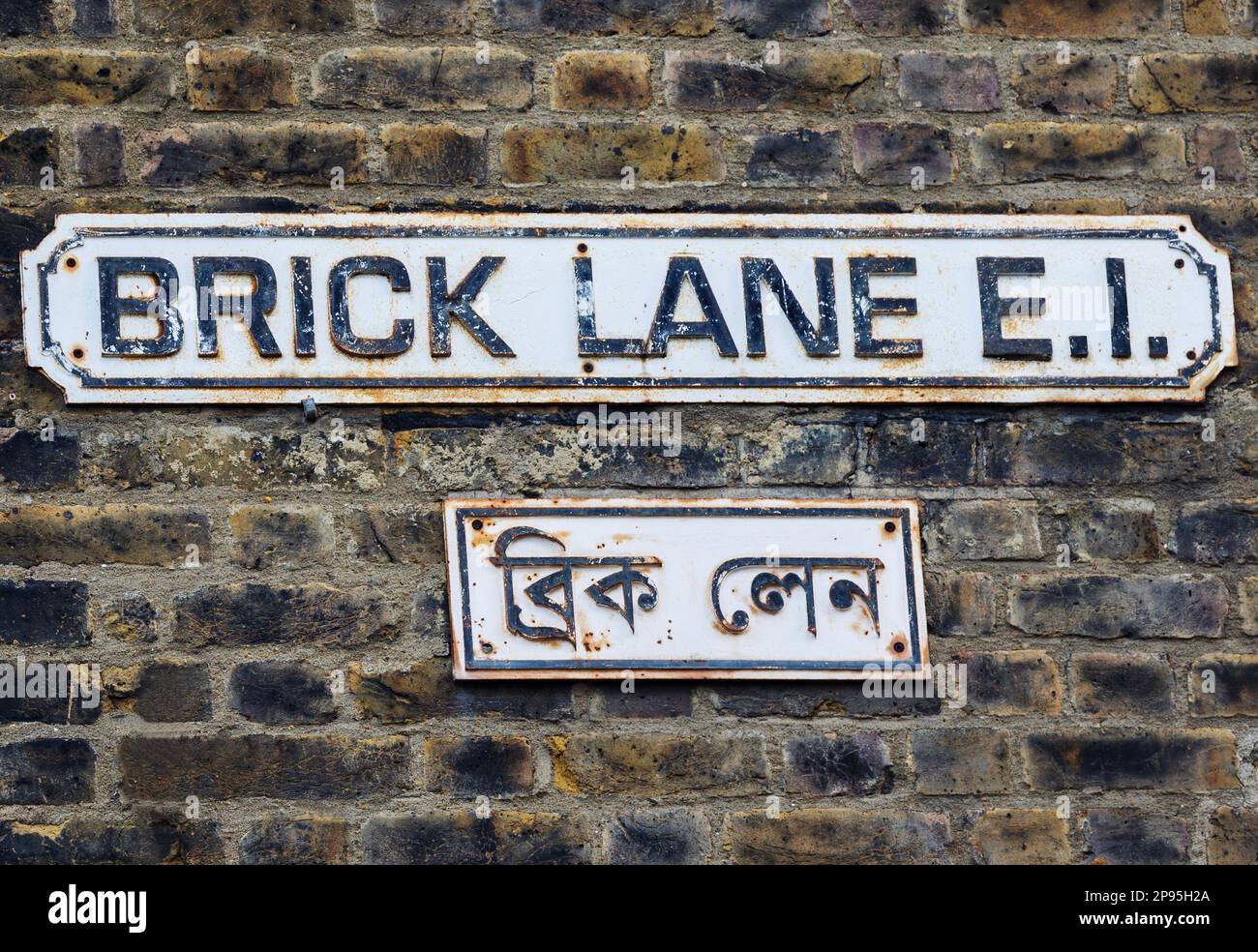 Close Up Of Brick Lane Street Sign In London UK With Name Written In ...