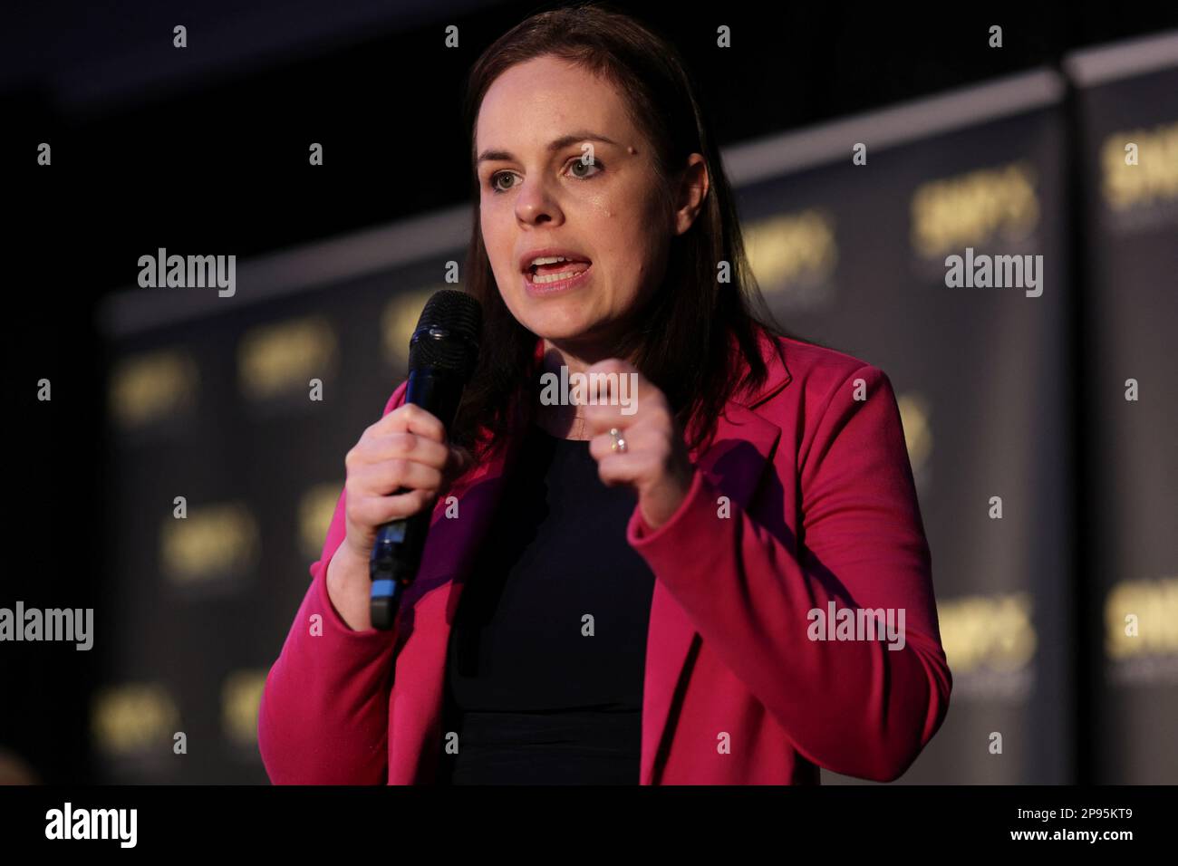 SNP leadership candidate Kate Forbes, speaks during a SNP leadership ...