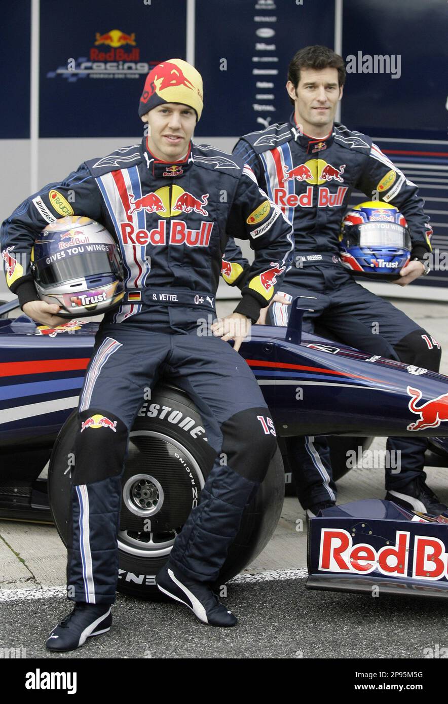 F1 drivers Sebastian Vettel of Germany, left, and Mark Webber of ...