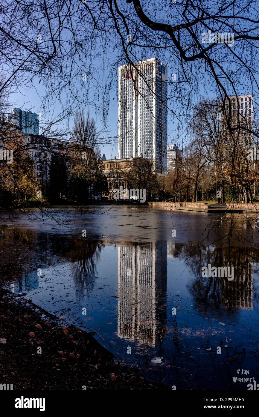 Skyscraper in the city of Frankfurt am Main. Bank towers skyscraper ...