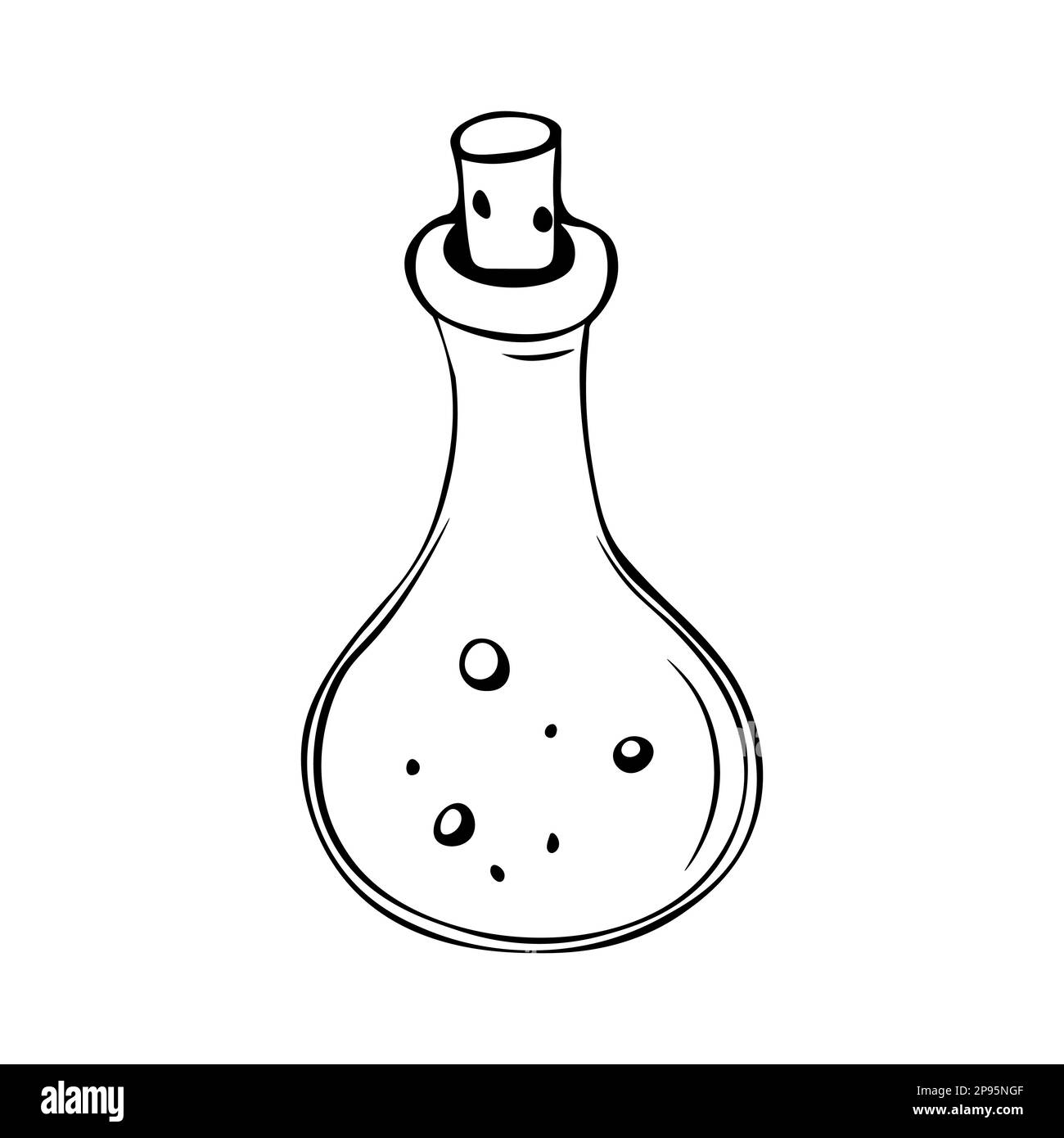 Vector illustration of Hand drawn Small glass bottle with potion Stock ...