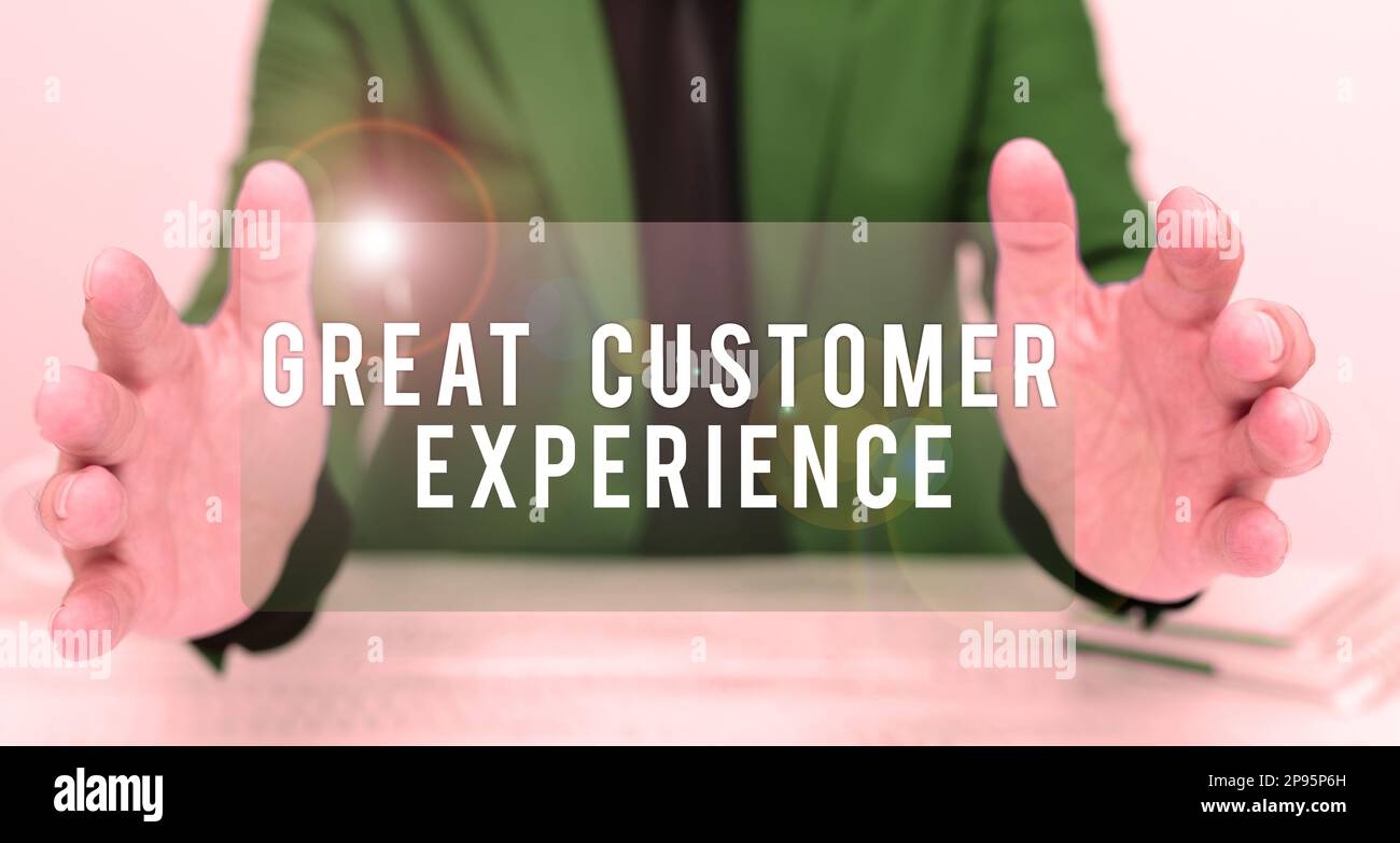 Text caption presenting Great Customer Experience. Conceptual photo ...