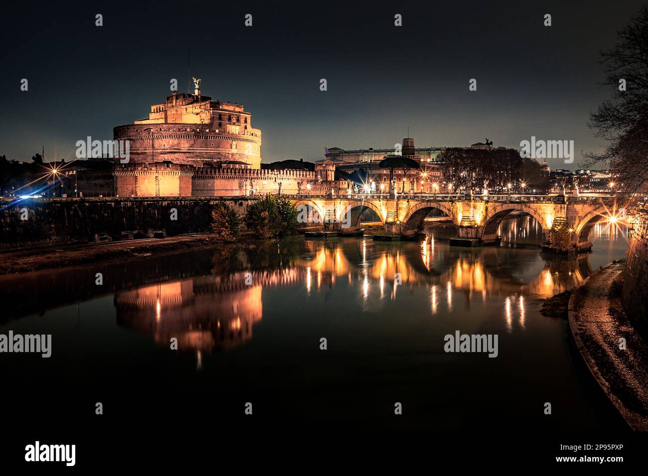 The Bridge of Angels/ Pons Aelius / Ponte Sant'Angelo overlooking the Castel Sant'Angelo Cortile ...