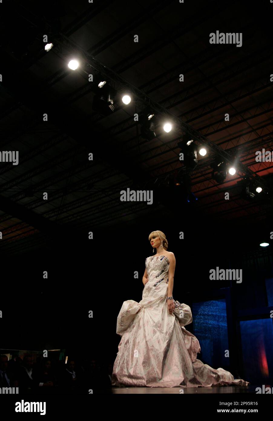 A model displays a creation by Lebanese designer Lamia Abi Nader during ...