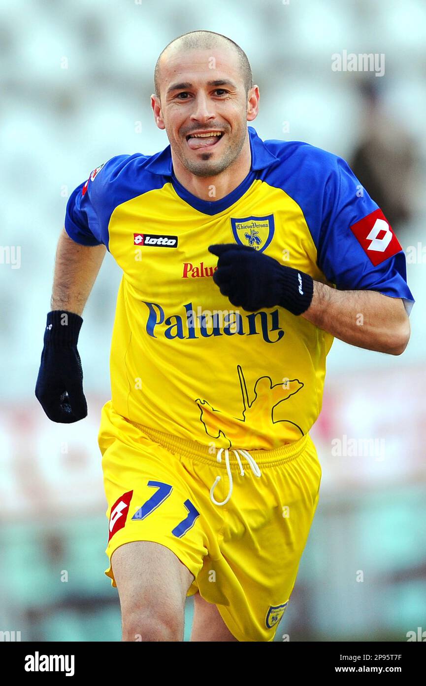 Chievo forward Vincenzo Italiano celebrates after scoring during an ...