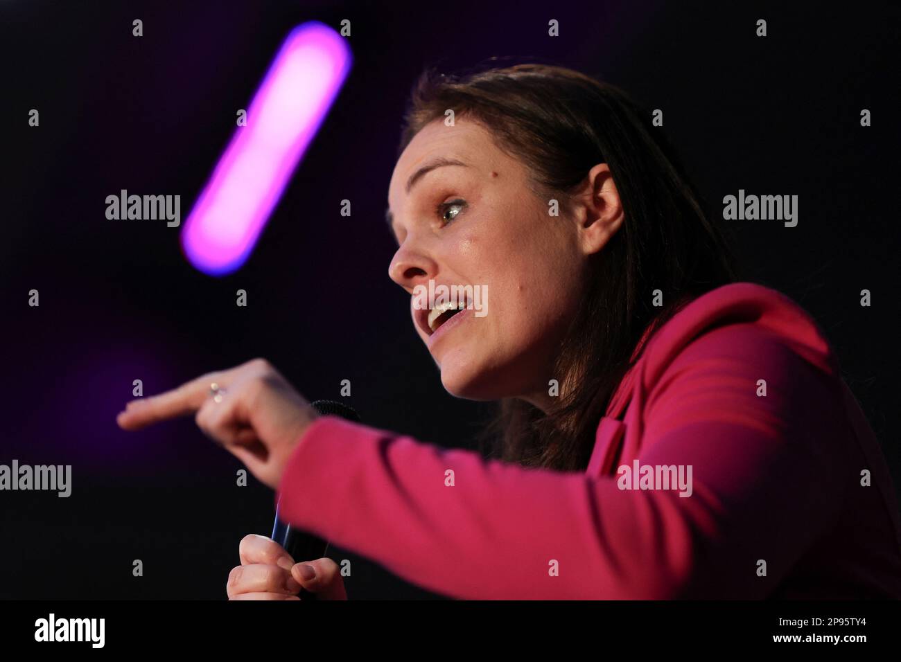 SNP leadership candidate Kate Forbes, speaks during a SNP leadership ...