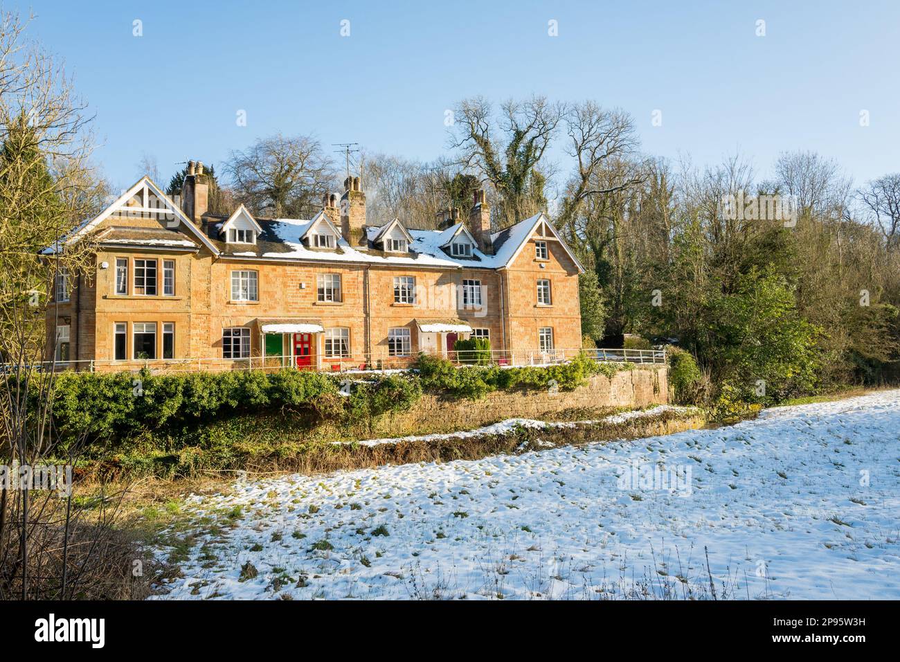 The village of Pleasley vale on the Nottinghamshire, Derbyshire built ...