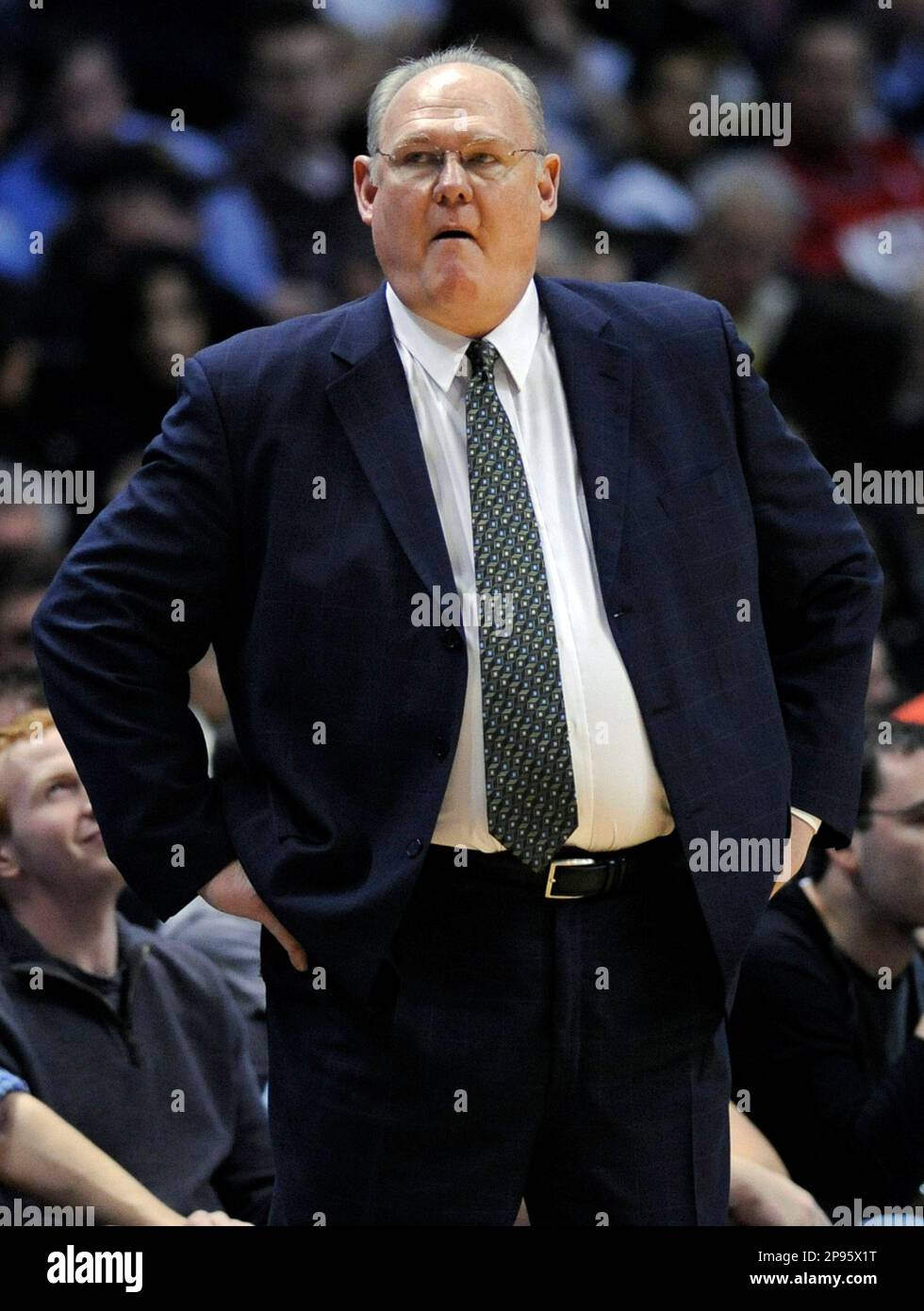 Denver Nuggets coach George Karl looks on during the second quarter of ...