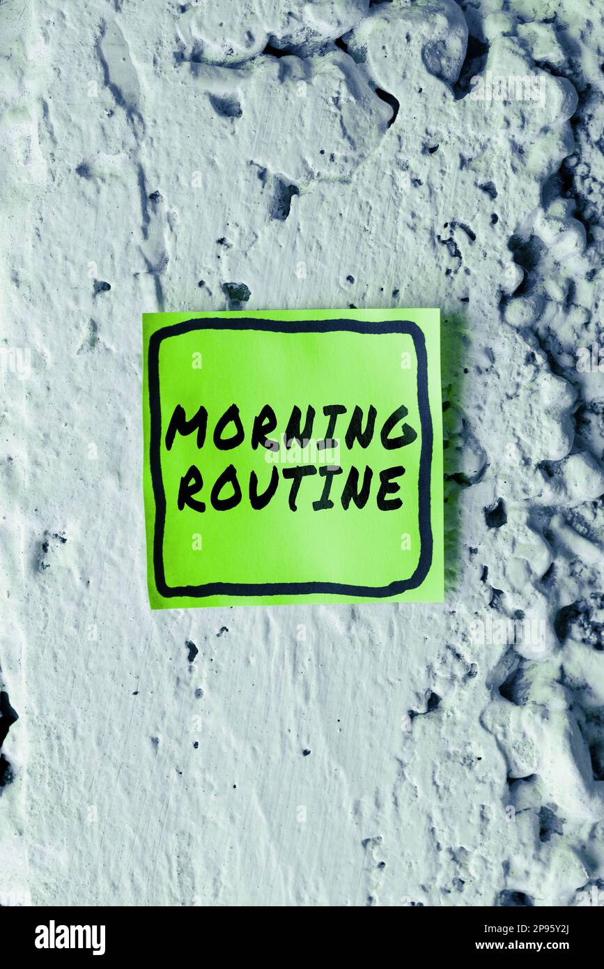 Conceptual caption Morning Routine. Business overview initiation of ...