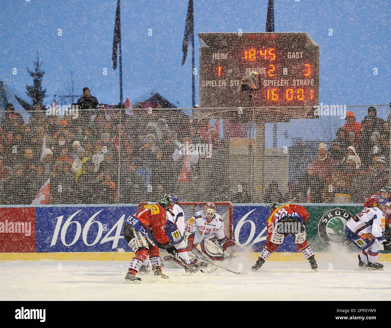 Switzerland's Thomas Deruns, 2nd right, fights against Slovakia's ...