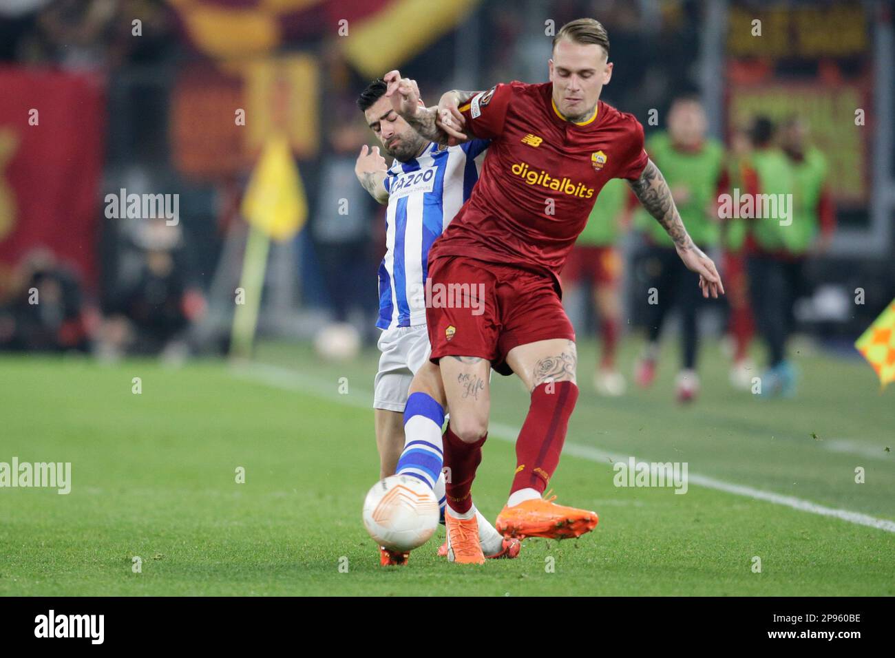 Real Sociedad's Spanish defender Diego Rico challenges for the ball ...