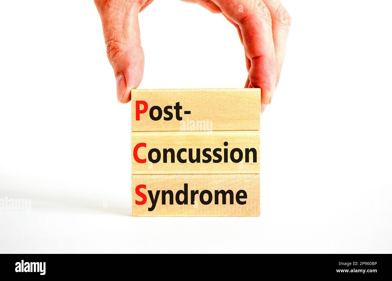 PCS post-concussion syndrome symbol. Concept words PCS post-concussion syndrome on wooden blocks ...