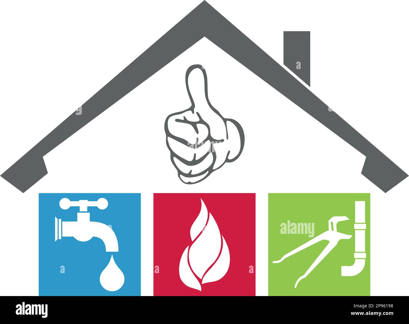 House, Faucet, Pipe Wrench, Flame, Plumber, Installer, Logo, Background ...