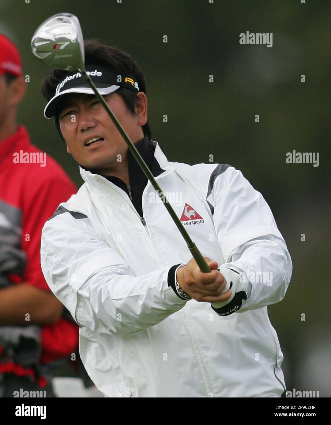 Y.E. Yang, of South Korea, drives the ball on the 18th hole of the ...