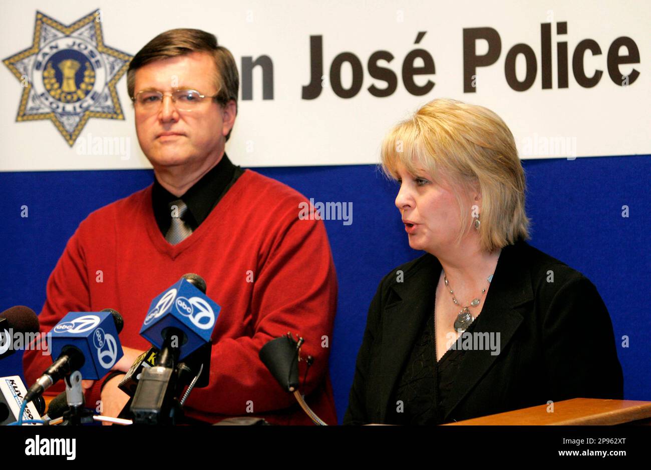 Mark Baskin, left, and his wife Debbie Baskin address the media at the ...
