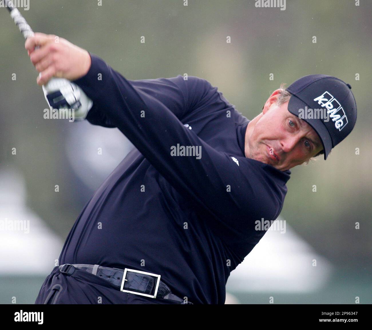 Phil Mickelson drives on the fourth hole of the North Course at Torrey ...