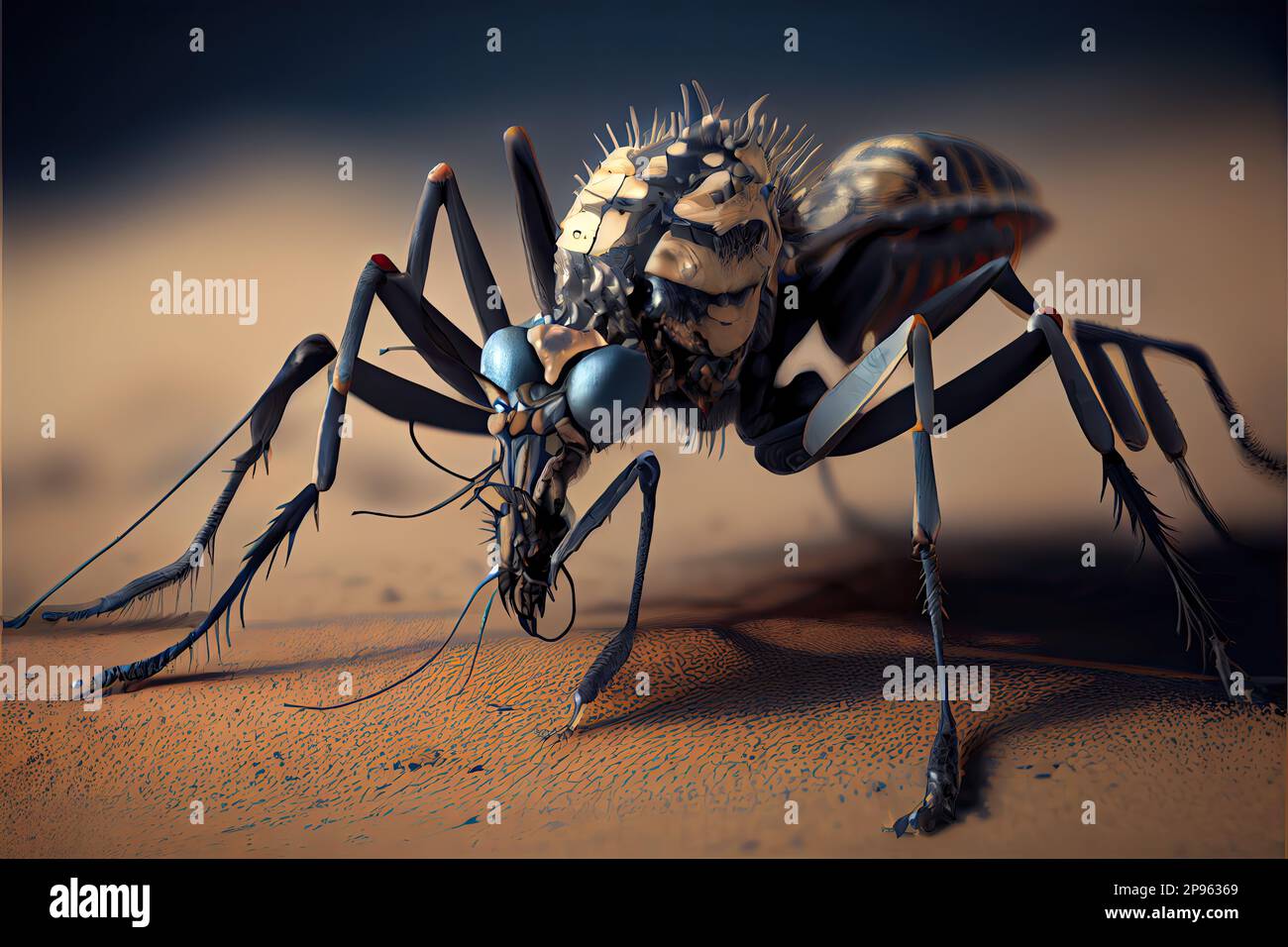 An AI generated illustration of a macro insect with multiple legs on a ...