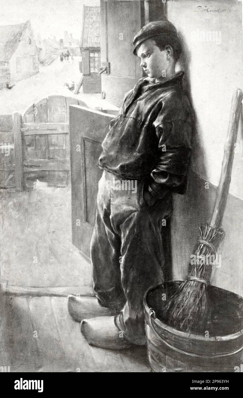 1900 c, GERMANY : The painting KNABE MIT HOLZSCHUH by the Secessionist ...