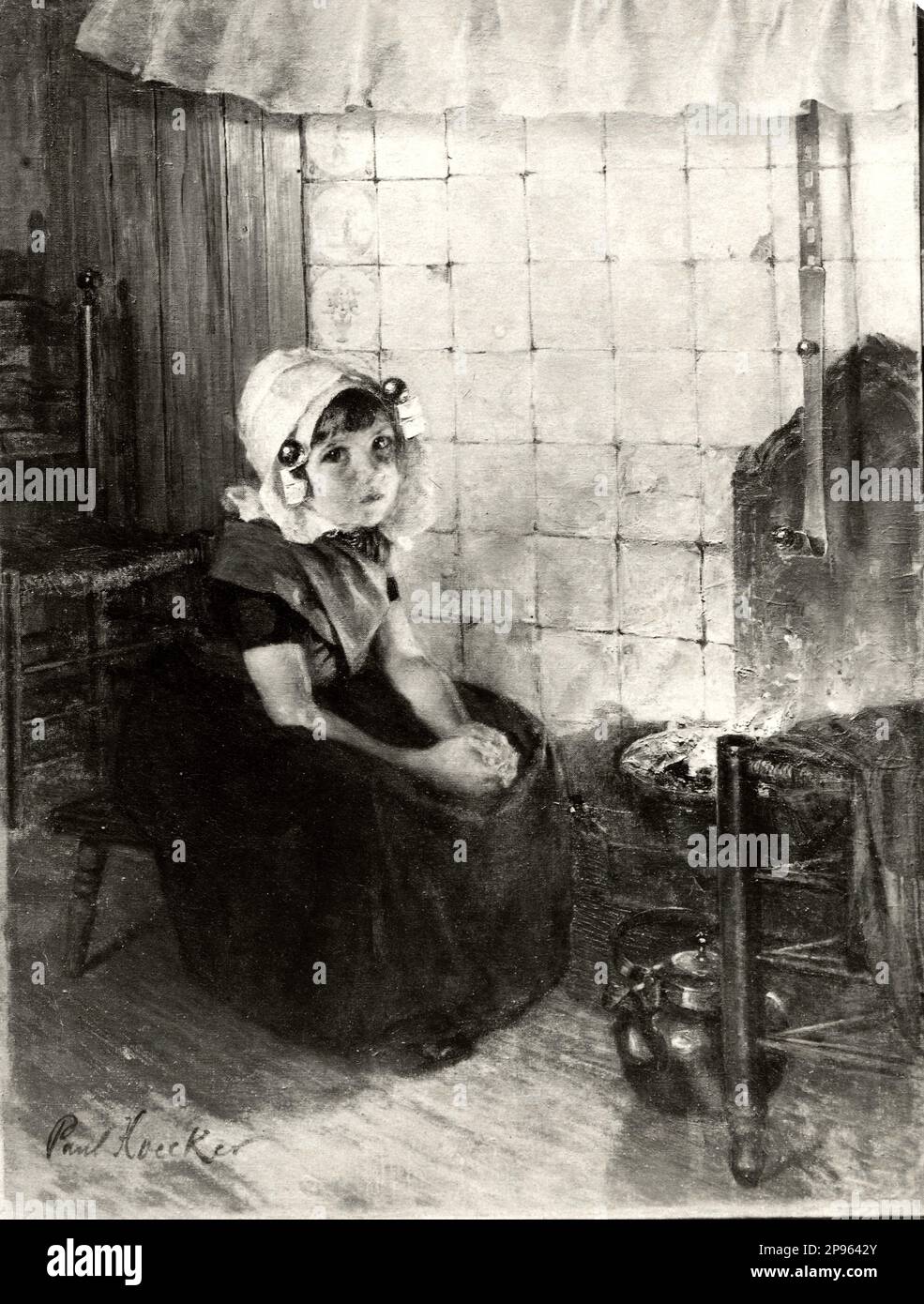 1900 c, GERMANY : The painting MADCHEN AM KESSEL by the Secessionist ...