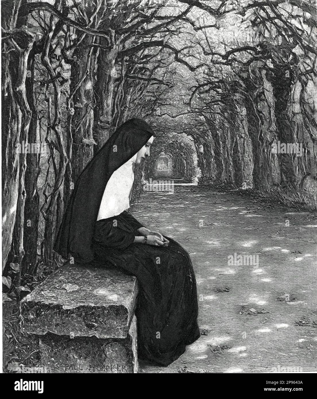 1897 , GERMANY : The painting NONNE IM LAUBGANG by the Secessionist ...