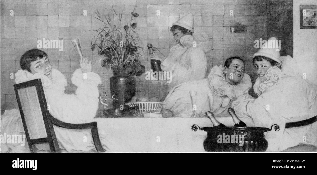 1900 c, GERMANY : The painting PIERROT WANDMALEREI by the Secessionist ...