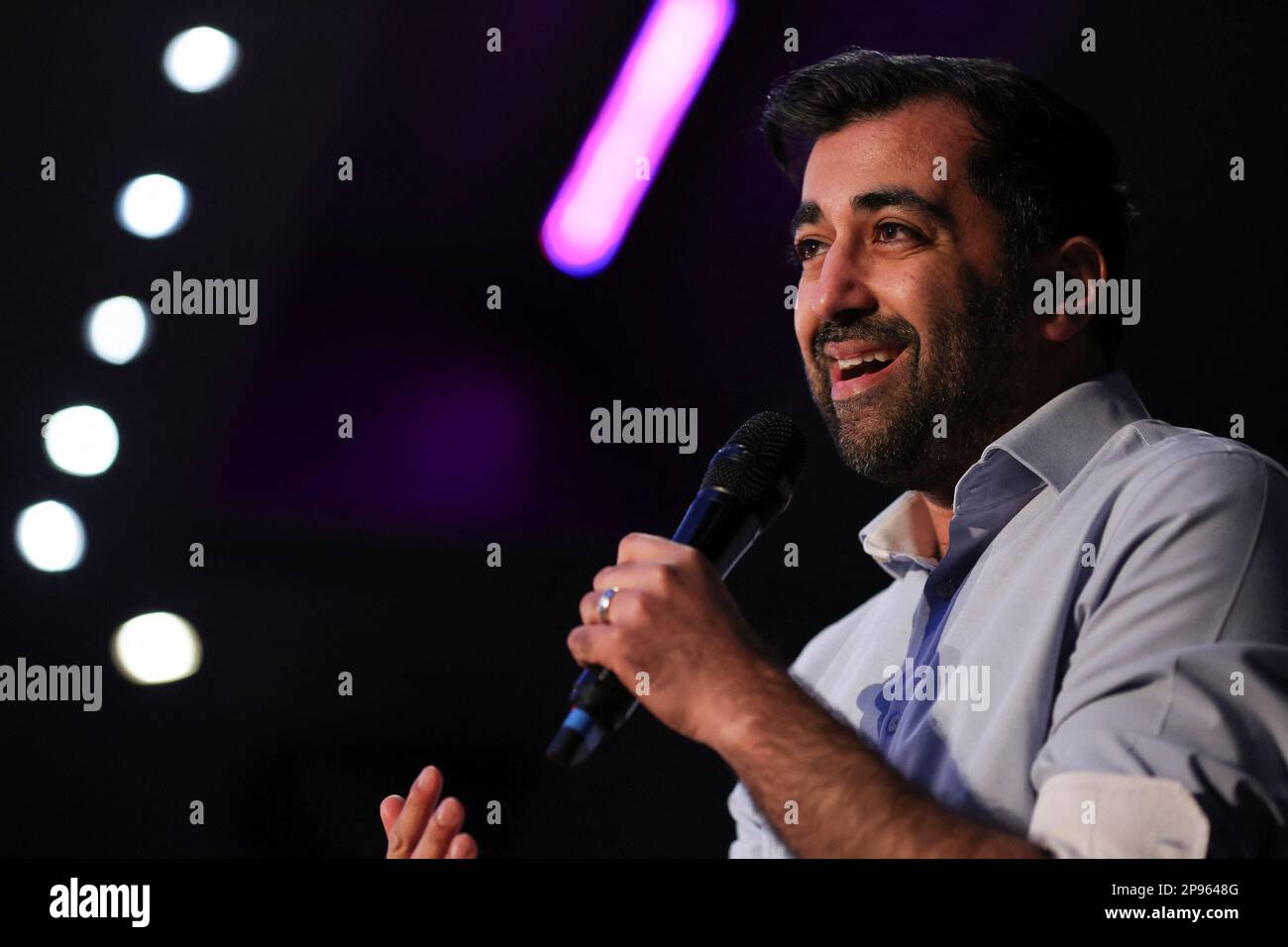 SNP leadership candidate Humza Yousaf, speaks during a SNP leadership ...