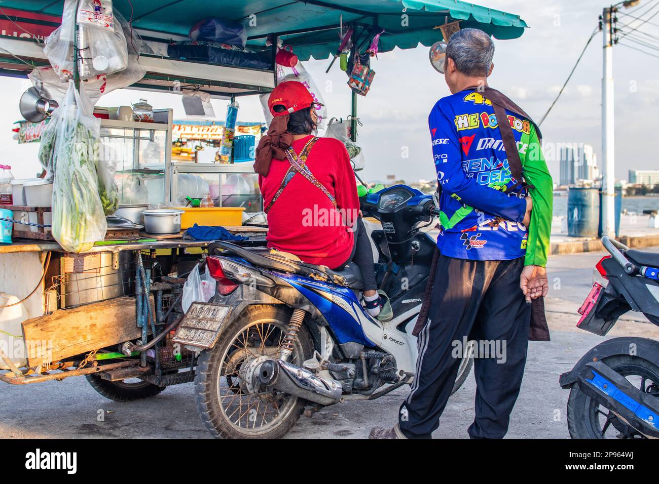 mobile Thai food stand coupled with a motorbike in Thailand Asia Stock ...