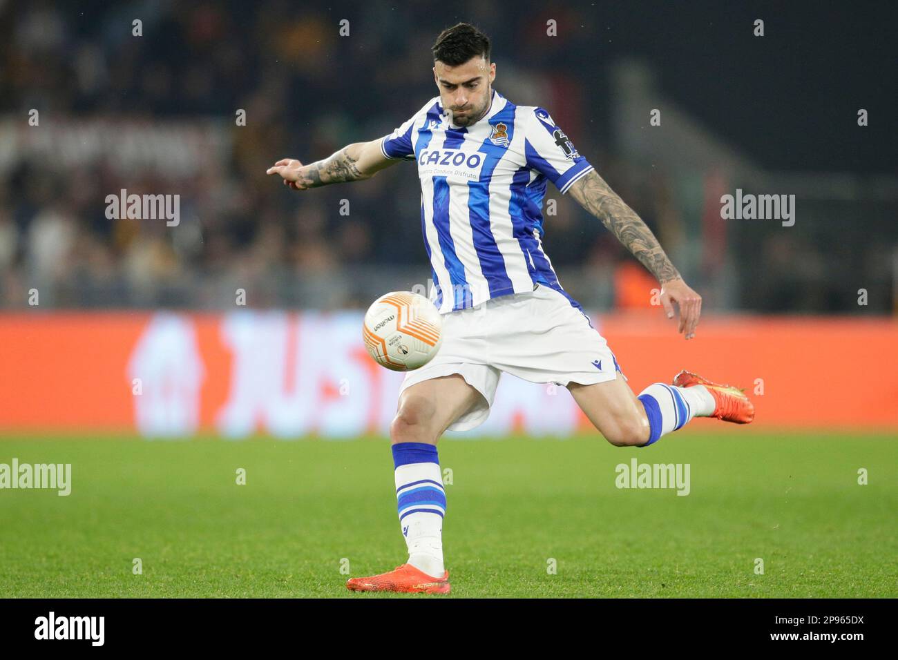 Real Sociedad's Spanish defender Diego Rico controls the ball during ...
