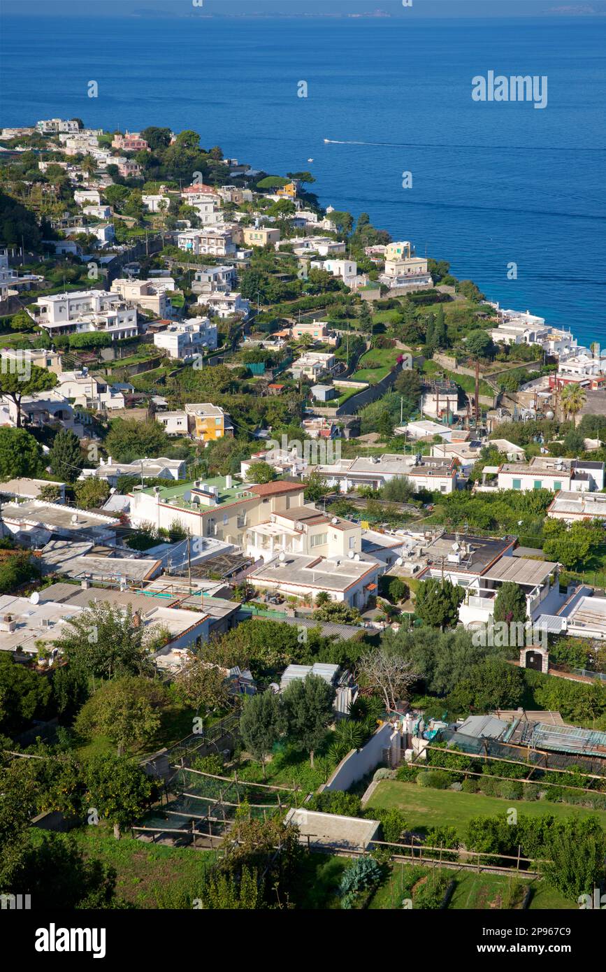 View NNW across Capri and the Gulf of Naples from the Piazzetta di ...