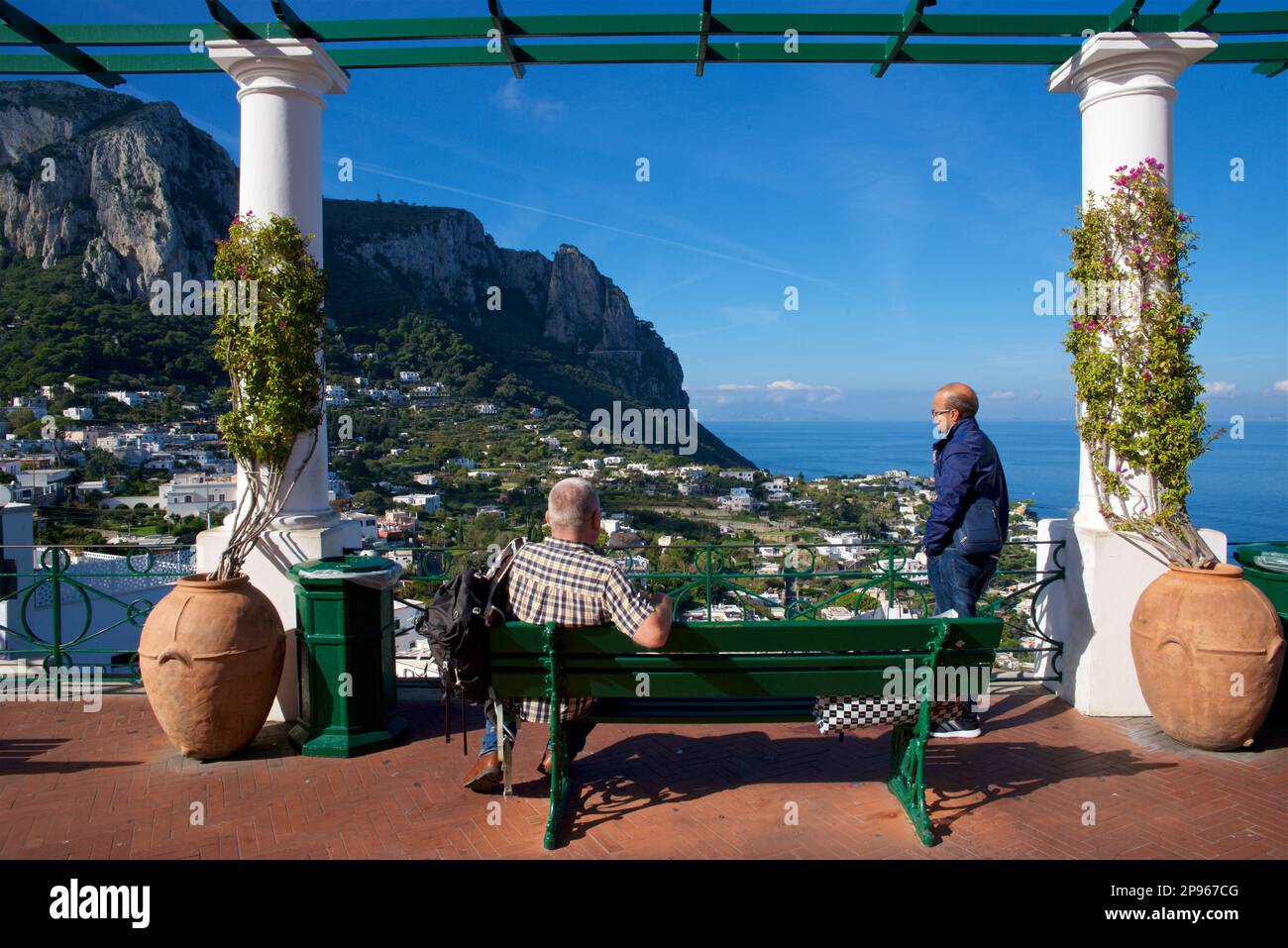 View NNW across Capri and the Gulf of Naples from the Piazzetta di ...