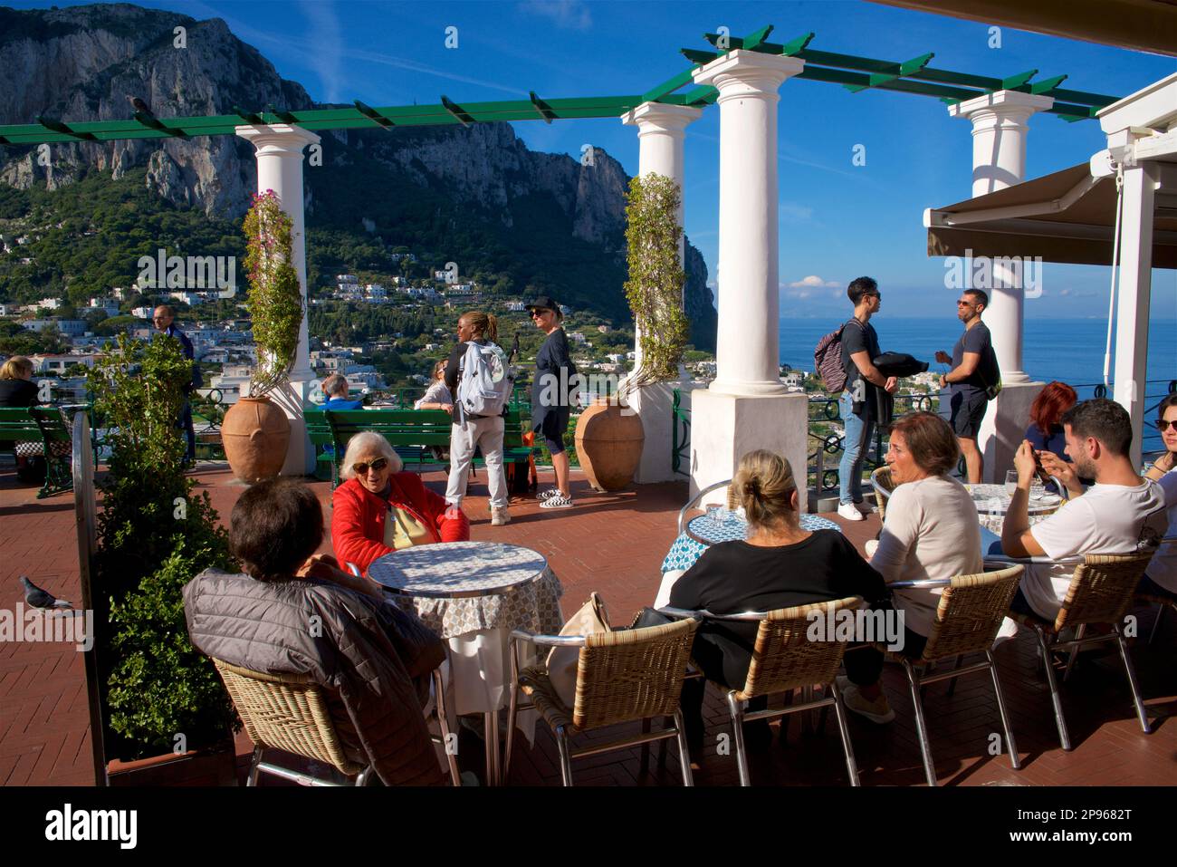 View NNW across Capri and the Gulf of Naples from the Piazzetta di ...