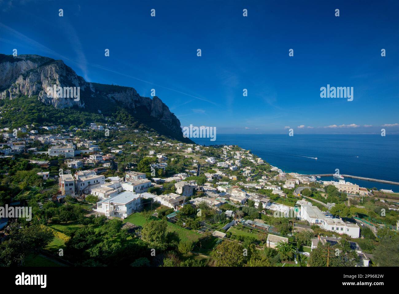 View NNW across Capri and the Gulf of Naples from the Piazzetta di ...