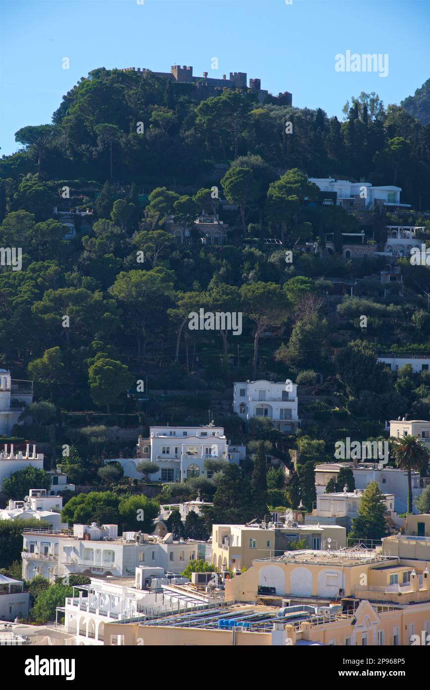 View across Capri. Capri is an island located in the Tyrrhenian Sea off ...