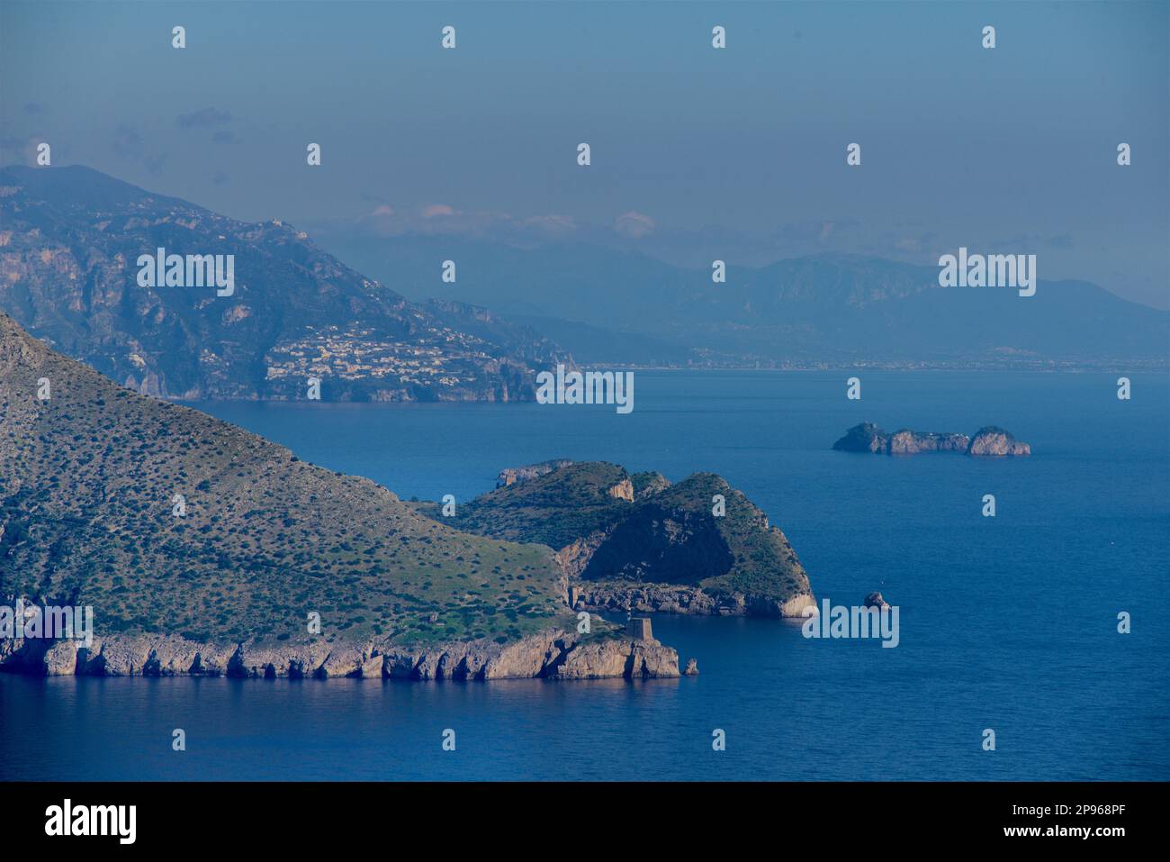 View from near Villa Lysis on Capri back towards the Amalfi coast and ...