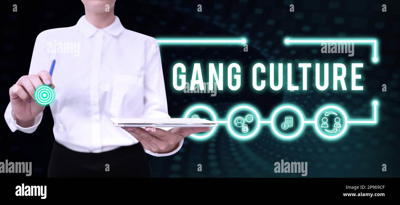 Hand writing sign Gang Culture. Business idea particular organization ...