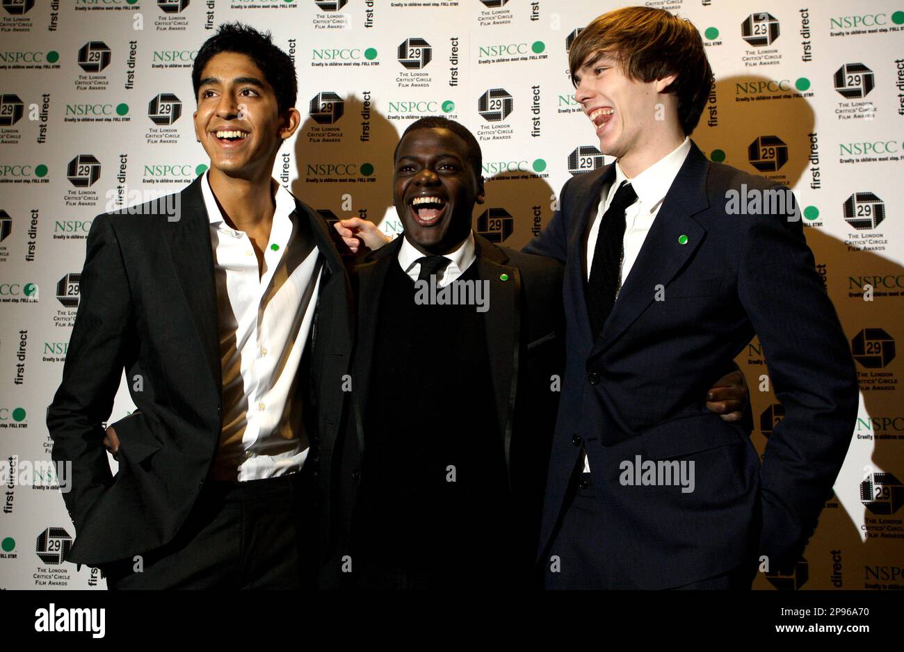 British actors, from left, Dev Patel, Daniel Kaluuya and Nicholas Holt ...