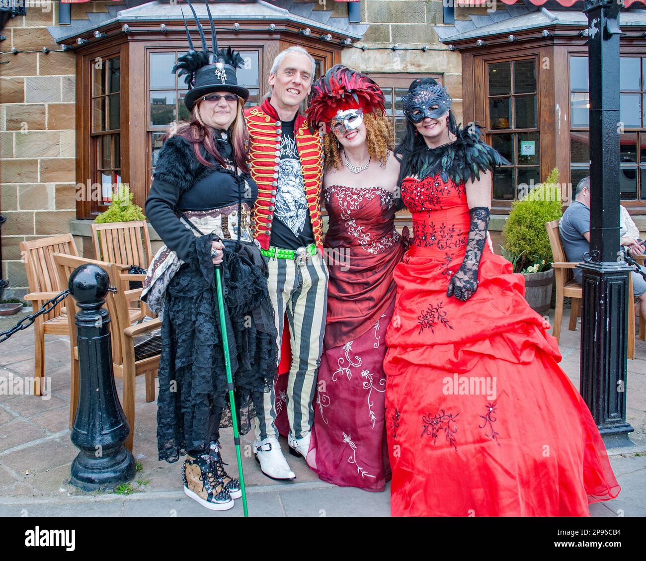 Participants enjoying Whitby Goth weekend as a social group, all ...