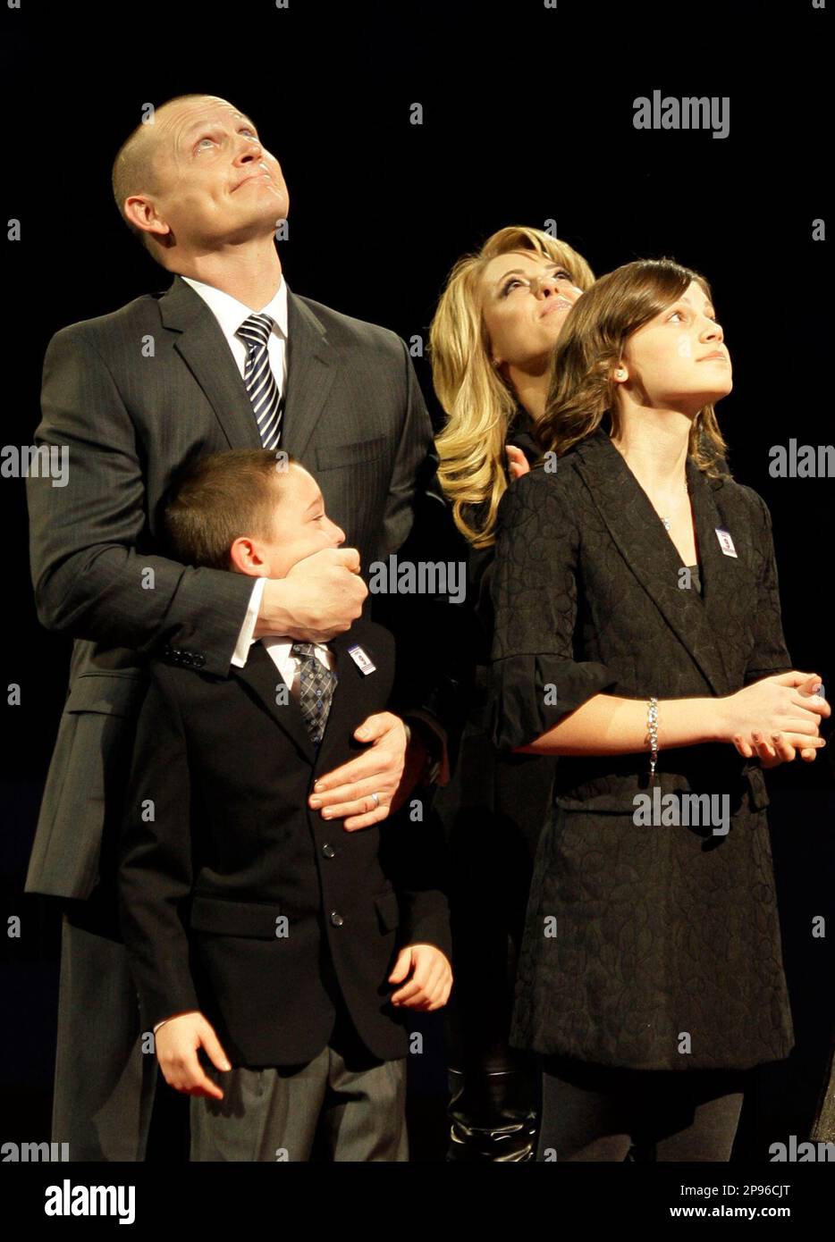 Former New York Rangers' Adam Graves, left, shed tears with his son ...