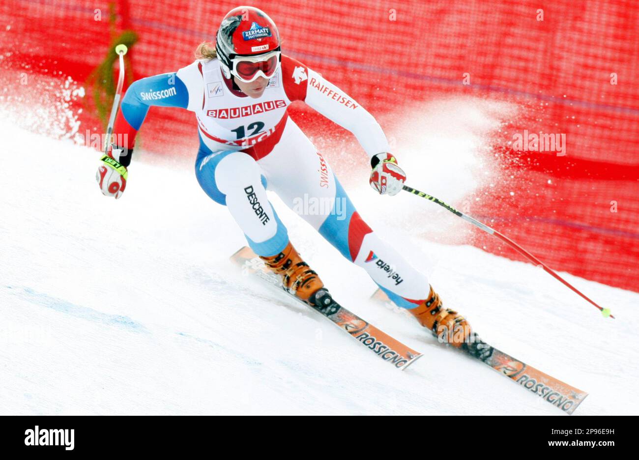 Switzerland's Fraenzi Aufdenblatten races during the women's super g ...