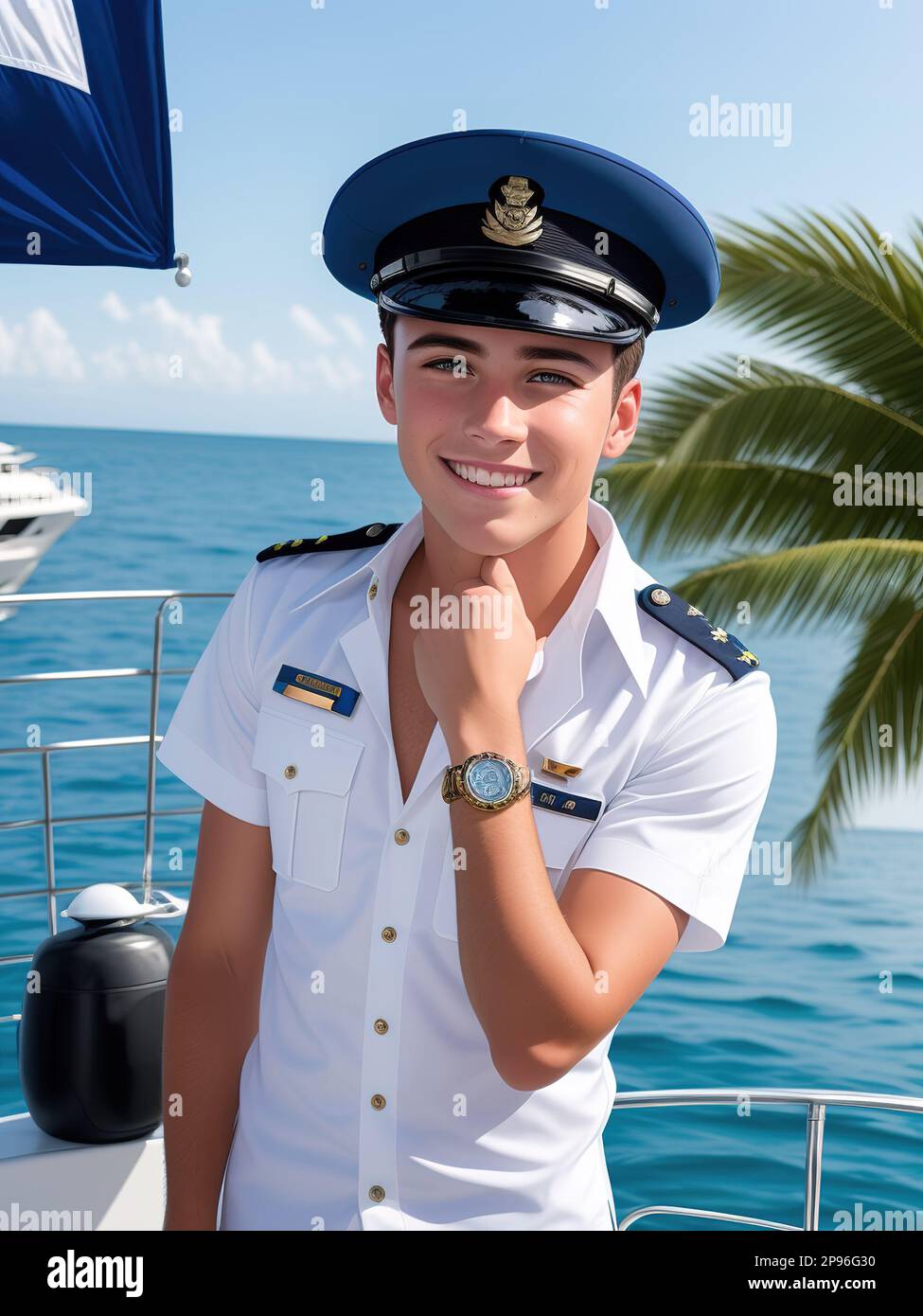Illustration of a smiling sea captain hi-res stock photography and ...