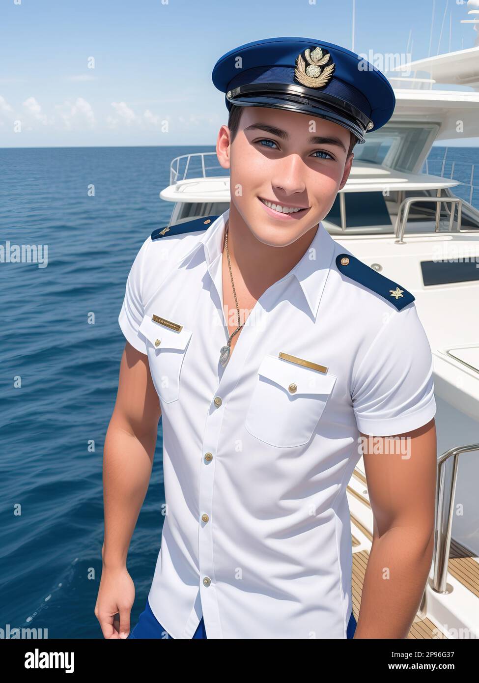 Illustration of a smiling sea captain hi-res stock photography and ...