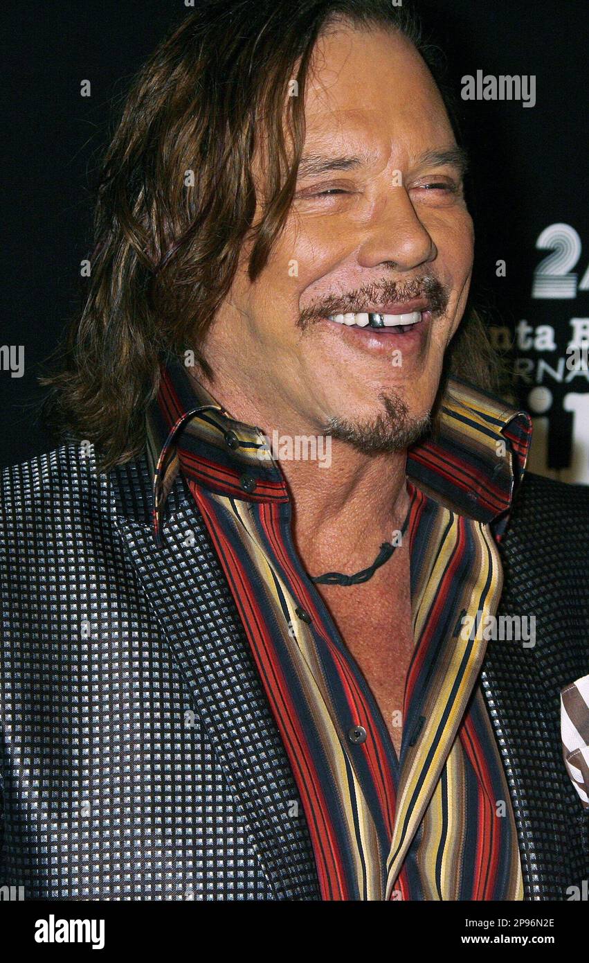 Oscar-nominated actor Mickey Rourke arrives at the Santa Barbara ...