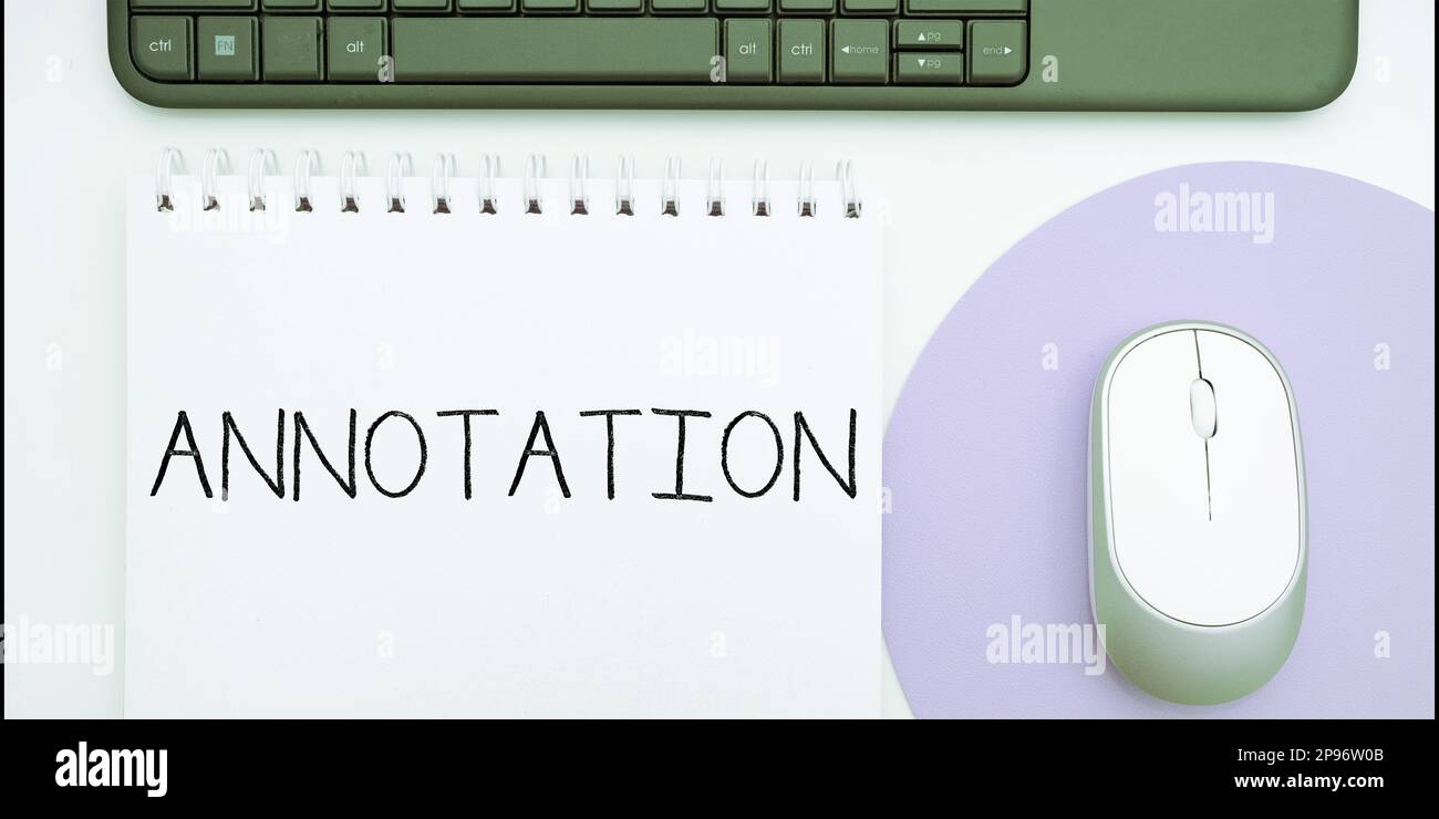 Text showing inspiration Annotation. Business concept note added by way of comment or ...