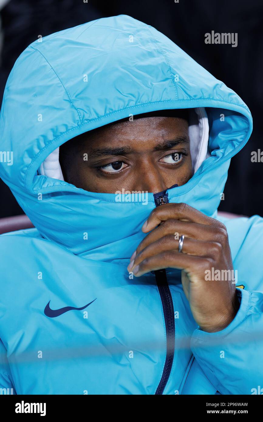 BARCELONA - FEB 16: Dembele sits on the bench during the Champions ...