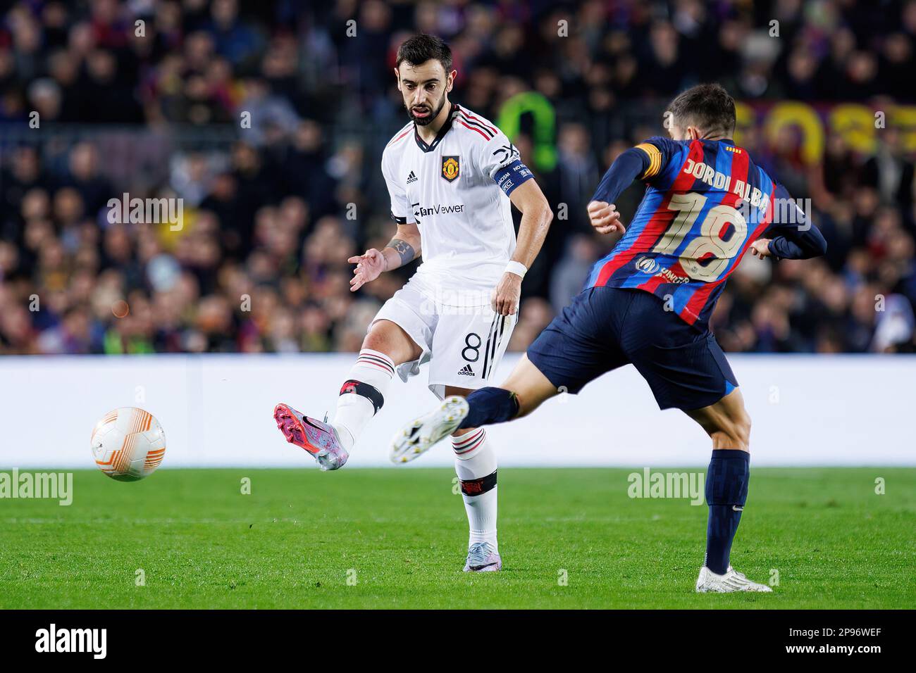 BARCELONA - FEB 16: Bruno Fernandes in action during the Champions ...