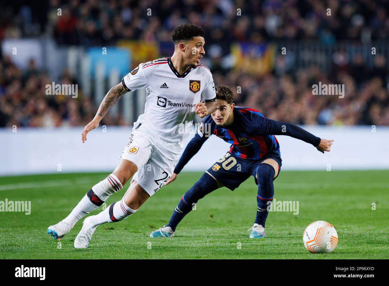 BARCELONA - FEB 16: Sancho in action during the Champions League match ...