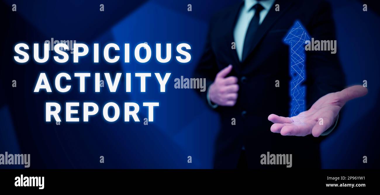 Conceptual caption Suspicious Activity Report. Business approach ...
