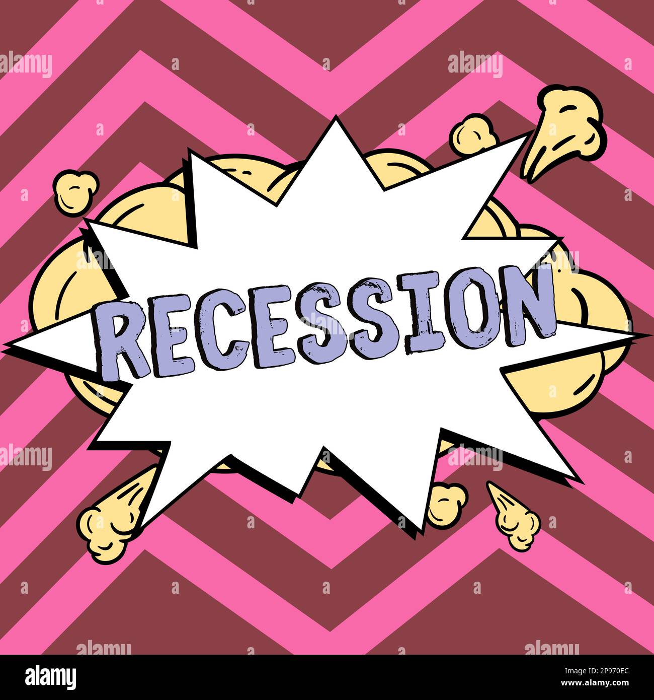 Text caption presenting Recession. Internet Concept the process of progressive decrease in ...