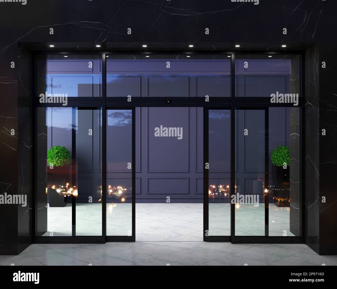 3D illustration. The facade mockup of a modern shopping center or ...